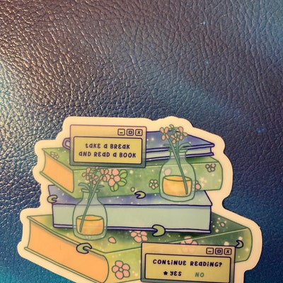 Stacked Books Cute Aesthetic Vinyl Sticker - Etsy
