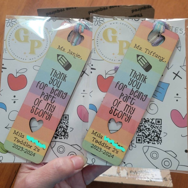 Teacher Gift, Gift for Teachers, Personalized Bookmark, Thank You ...