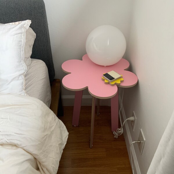 Pink Side Table, Pink Décor, Wavy Table, Wavy Furniture, Flower Table ...