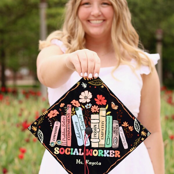 Custom Social Worker Graduation Cap Topper, Personalized Grad Cap ...