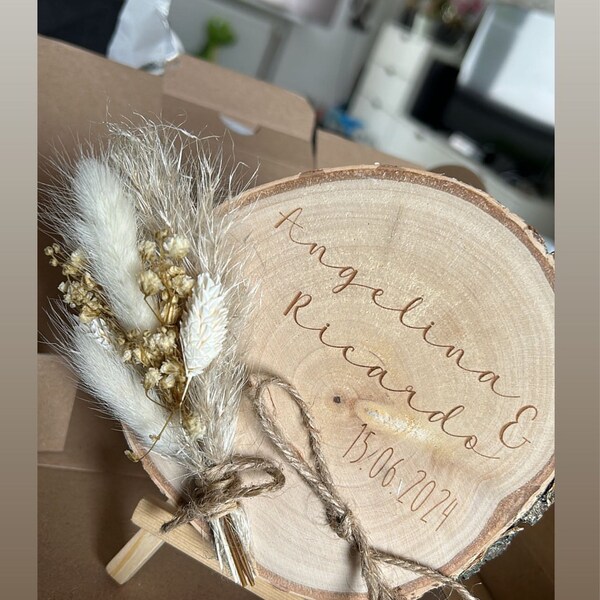 Wedding Ring Holder With Dried Flowers, Ring Cushion for Wedding Rings ...