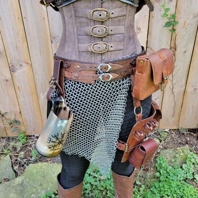 Leather Belt Tassets Faulds Skirt Armor of Tribal Barbarian With Rune ...