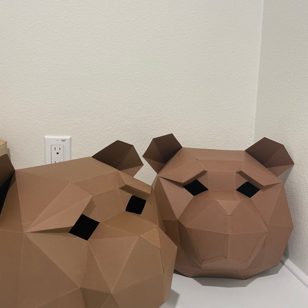 Teddy Bear Mask, Paper Craft Template, Halloween Mask, Printable Paper ...