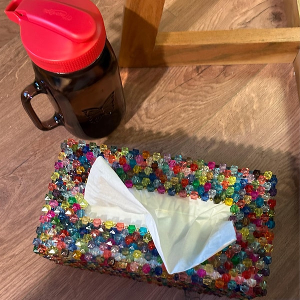 Tissue Box Cover , Beaded Tissue Box Cover, Handmade Tissue Box Holder ...