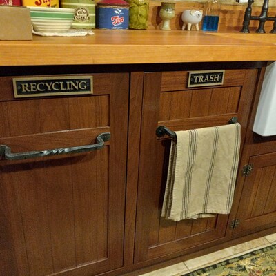 TRASH Sign. Small or Large, Cold Cast Bronze Resin Door, Trash Can Sign ...