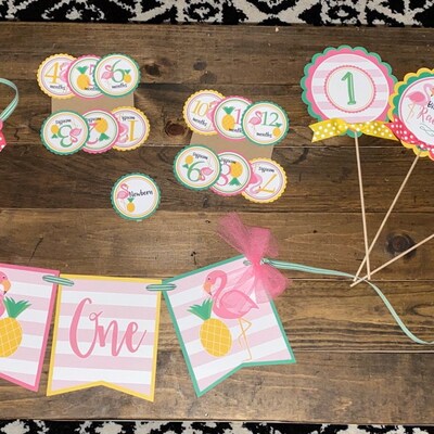 Flamingos & Pineapples High Chair Banner Flamingo Pineapple Tropical ...