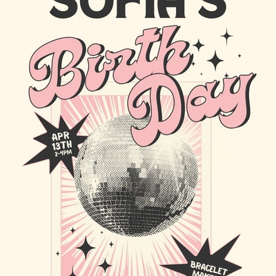 Disco Party Welcome Sign Template, Retro Disco Ball Party Banner ...