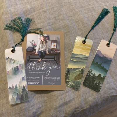 Mountain Bookmarks Handmade Bookmark Laminated With Tassel Watercolor ...