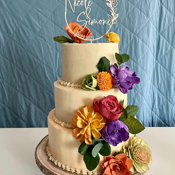 BOHO Wedding Cake Topper, Gold Cake Topper for Wedding, Personalized ...
