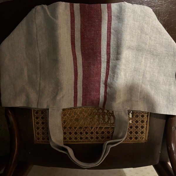 French Style Linen Bag, Vintage Linen Bag, Small Linen Tote Bag ...