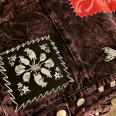 Rat King Silver Screen Print Fabric Patch 8x8cm Goth, Rat Lover Gift ...