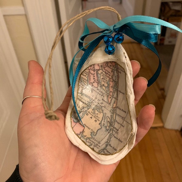 CUSTOM Oyster Shell Ornament With Personalized Map - You Pick the ...