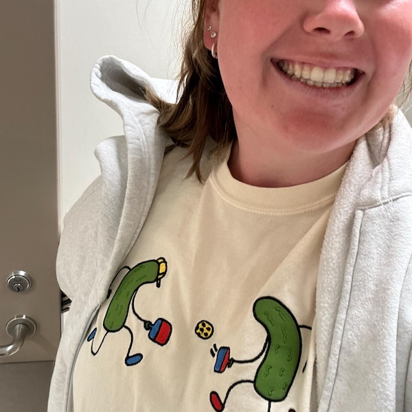Pickles Playing Pickleball Appliqué T-shirt - Etsy