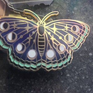 Night Butterfly Enamel Keychain Lunar Moth Luna Moon Phases, Stars ...