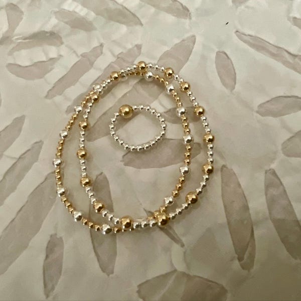 Gold Bead Bracelet 2mm Gold Bead Bracelet | Gold Bead Bracelet Stack ...