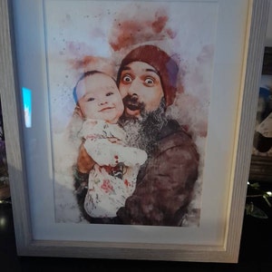 Personalised Digital Art Print Custom Portrait 'watercolour' Style Wall ...