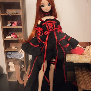 BJD Clothes SD Doll Clothes 1/3 1/4 1/6 Black Dress Hairband & Neck ...