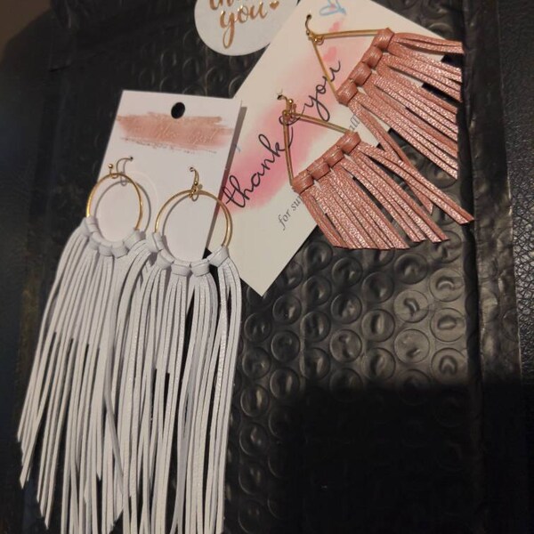 Rust Leather Earrings, Fringe Leather Earrings, Statement Earrings ...