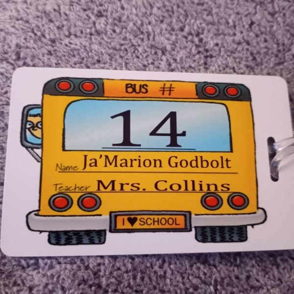 Back to School Bus Identification Bag Tag. Customizable. - Etsy