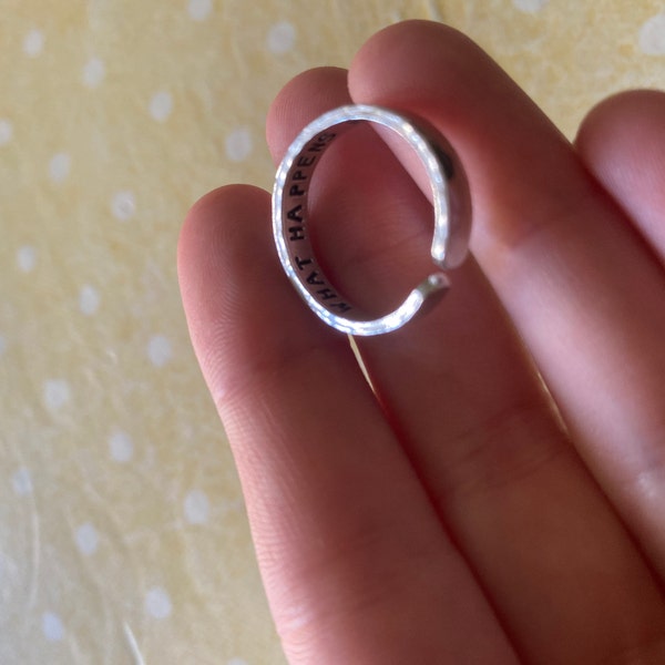 Hidden Message Ring, Handstamped Aluminium 6mm Cuff Ring, Personalised ...