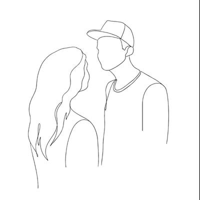 Custom One Line Drawing, Simple Line Art, Commission Portrait, Download ...