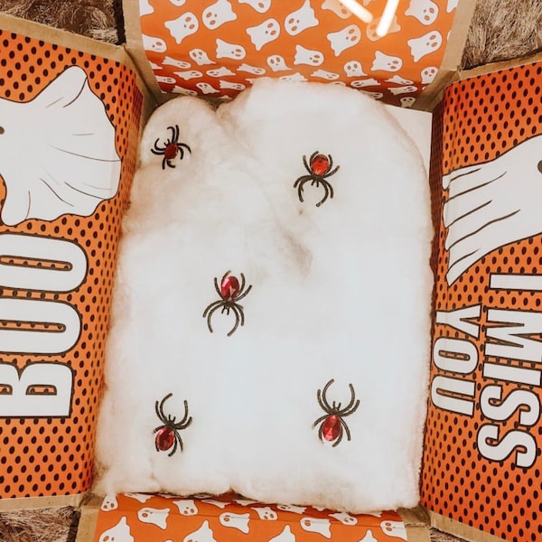 Halloween Care Package Sticker Kit: "i Miss You Boo" Box Flaps - Etsy