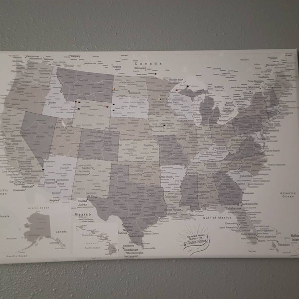 Personalized Push Pin US Map: Rustic Farmhouse Travel Tracker - Etsy
