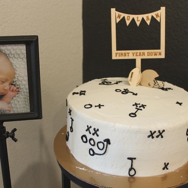 First Year Down Cake Topper, 1 Year Down, Football Cake Topper, 1st ...