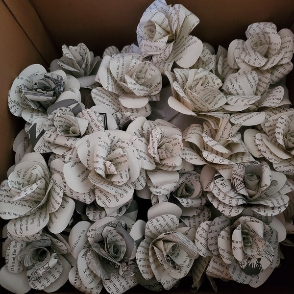 Book Roses, Book Page Flowers, Literary Gift, Bibliophile, Bookworm ...