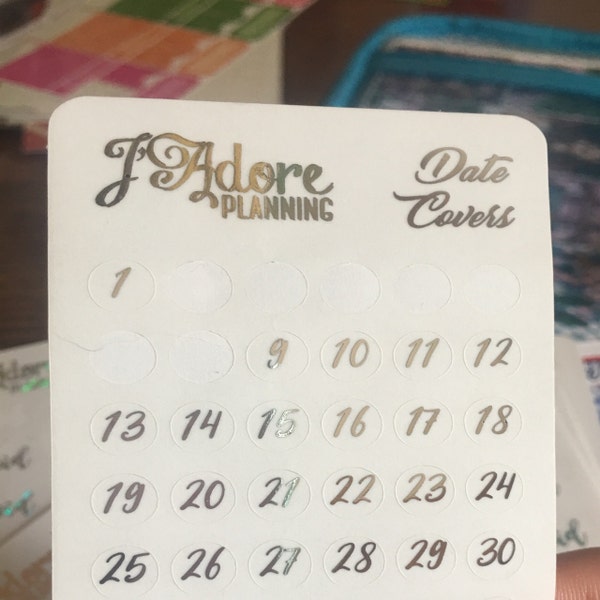 Foil Date Dots Planner Stickers, Foiled Clear Date Stickers for Erin ...