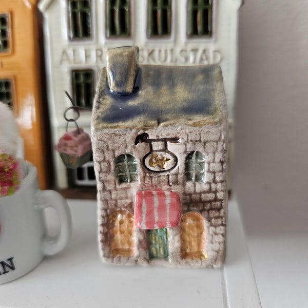 Ceramic Miniature Cozy Home Set of 4 With Snowman,ceramic Winter ...