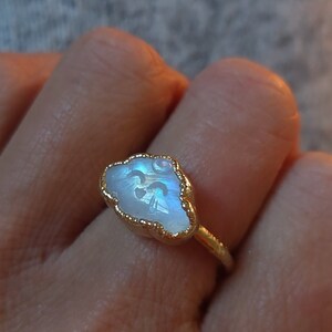 Moonstone Cloud Ring, Cloud Smiling Face Ring, Cloud Stone Ring, Copper ...