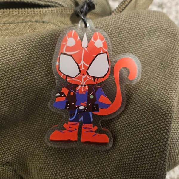 Spiderverse Spider-cat Keychains | 2.5" X 2" Double-sided Acrylic ...