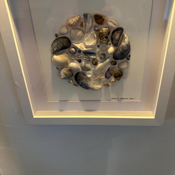 Extra Large Cornish Mussel Shell Mandala Framed Picture • Shell Art ...