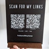 QR Code Social Media Sign W/ Wood Stand - Scannable Office Table Desk ...