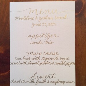 Custom Calligraphy Menu Card - Etsy