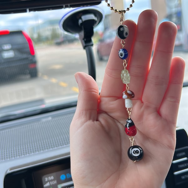 Good Luck Car Charm. Car Accessory With Lampwork Glass, Shell and Evil ...