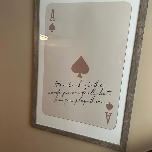 Ace Playing Card Wall Art, Trendy Retro Print, Black White Aesthetic ...