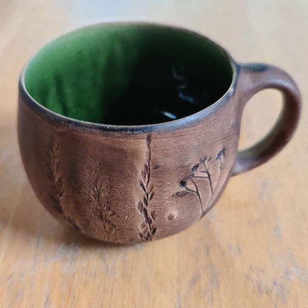 Handmade Ceramic Botanical Mug || Pottery Mug Handmade Nature Ceramic ...