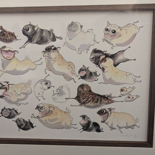 Pug Spectrum - Art Print of Our Pug Grumble Ink and Watercolor ...