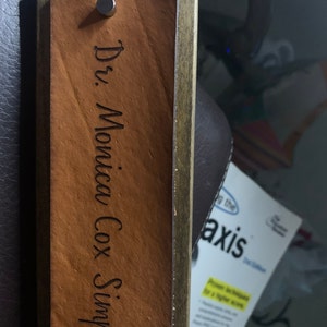 Handmade Wood & Leather Desk Name Plate, Custom - Etsy