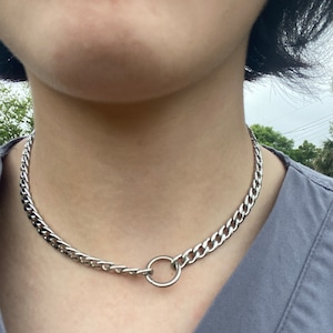 Stainless Steel Dainty O Ring Slip Chain Choker Necklace, Alternative ...