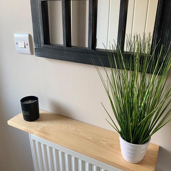 Rustic Solid Wood Radiator Shelf With Cast Iron Brackets Handcrafted ...