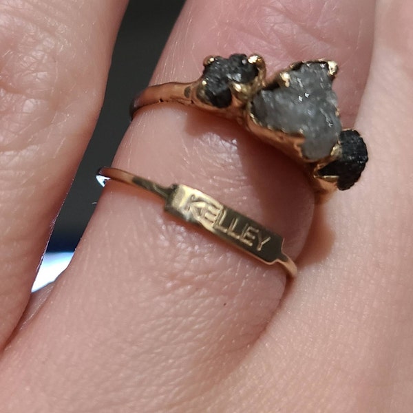 Nameplate Ring ~ 14K Solid YELLOW Gold • Personalized Real Gold Ring ...