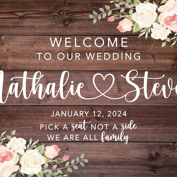 Rustic Wedding Welcome Sign, Blush Wedding Welcome Sign, Blush and ...