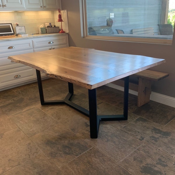 Chevron Table Base - Heavy Duty Frame - Stone Table Base - Metal Table ...