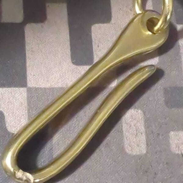 Solid Brass Japanese Fish Hook Key Chain, Brass Key Chain, Brass Hook ...