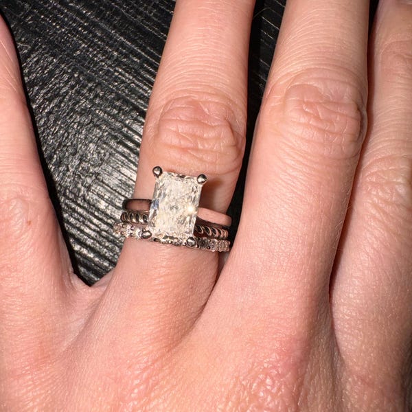 Princess Cut Bridal Set in 14k/18k White Gold,princess Cut Moissanite ...