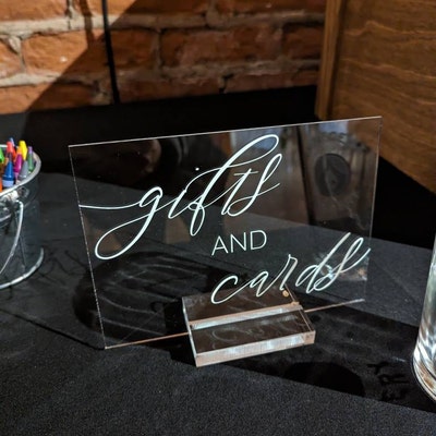 Gifts and Cards Clear Glass Look Acrylic Sign Gifts and Cards Sign ...