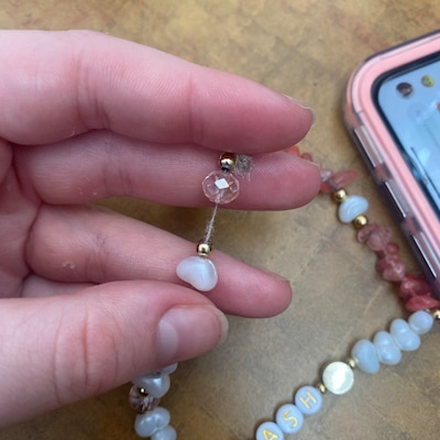 Cherry Quartz Phone Strap,healing Crystal Phone Chain,pearl Beaded ...